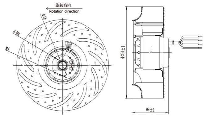 AC 220V Backward Inclined Centrifugal Fan Blades With Capacitor Running ...